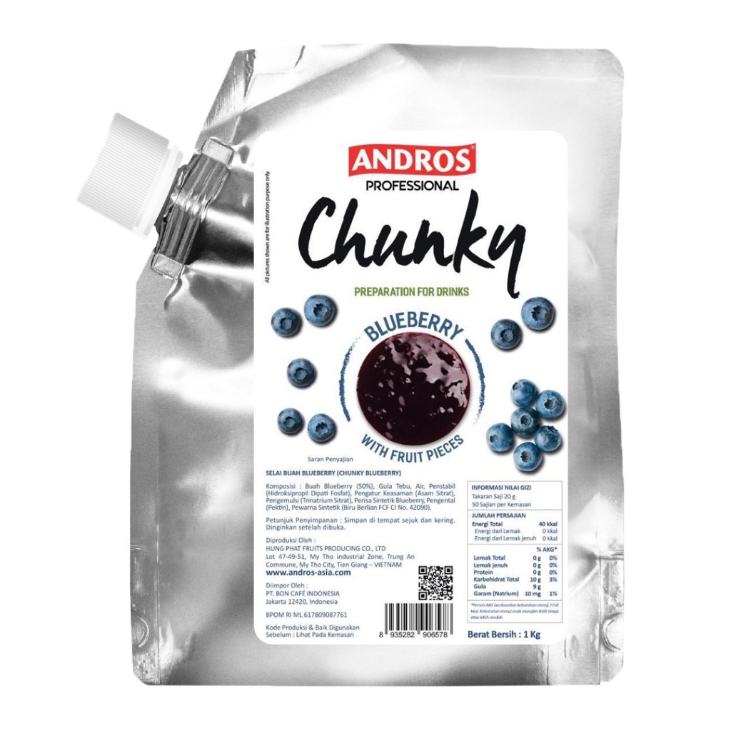 Jual ANDROS CHUNKY BLUEBERRY JAM 1 KG | Shopee Indonesia