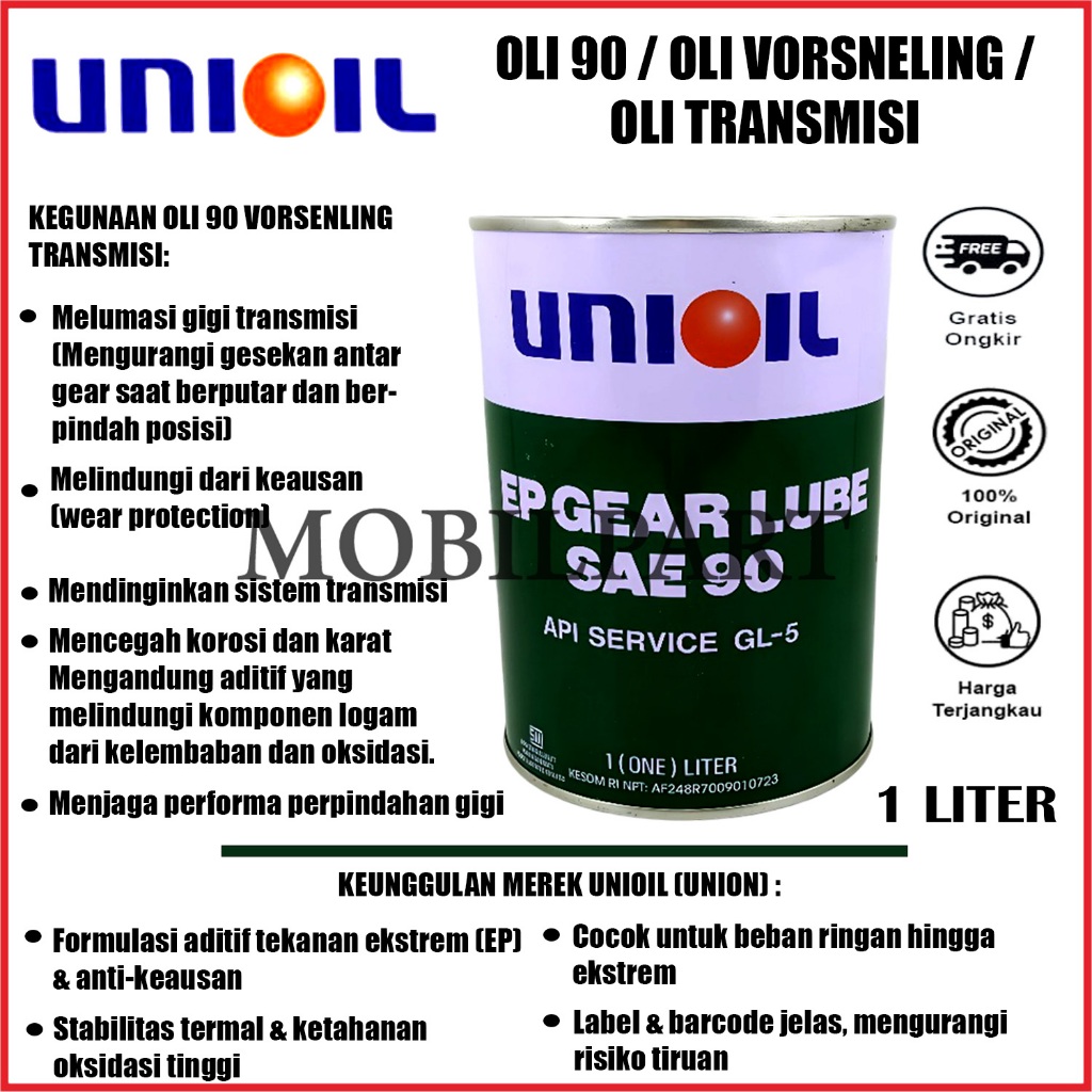 Jual OLI PELUMAS TRANSMISI VERSNELLING UNIOIL 1 LITER SAE 90 API ...