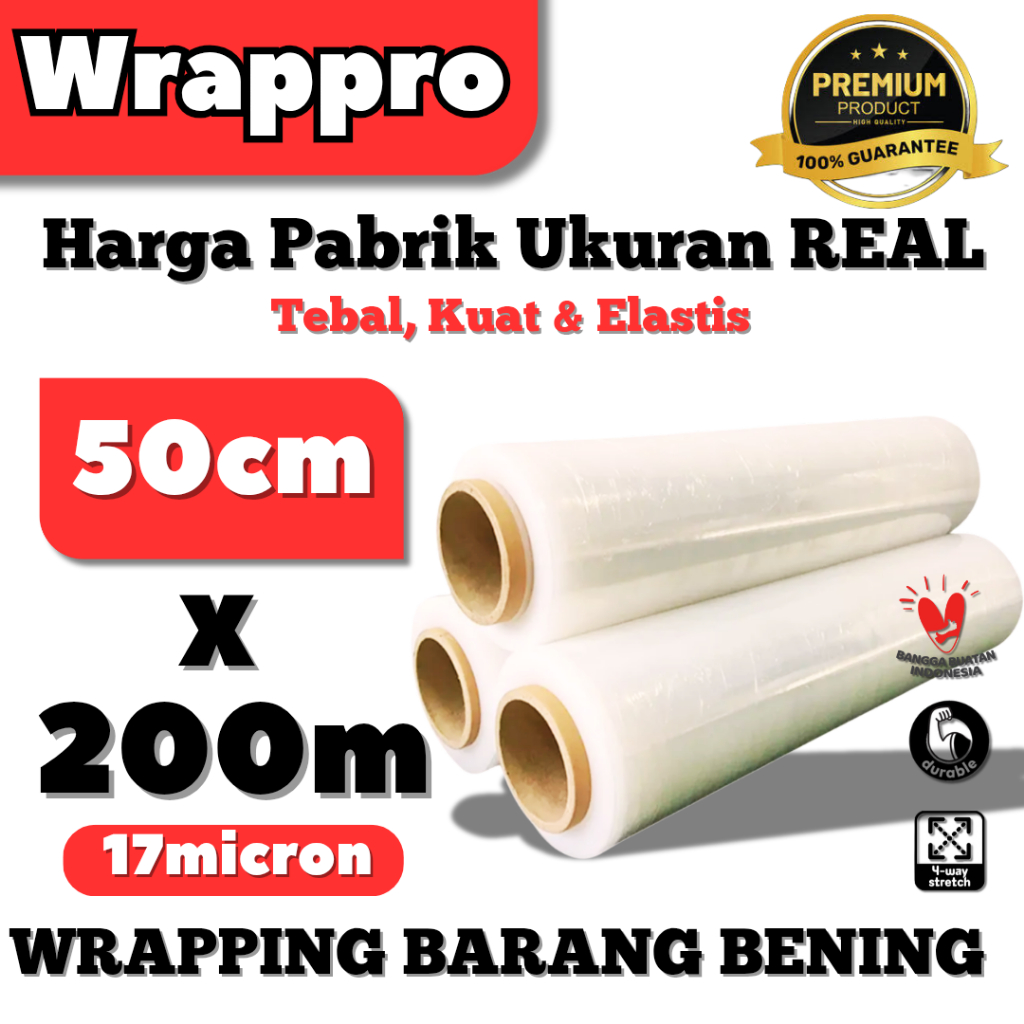 Jual Plastik Wrapping Barang Bening 50cm x 200m / Stretch Film Roll ...