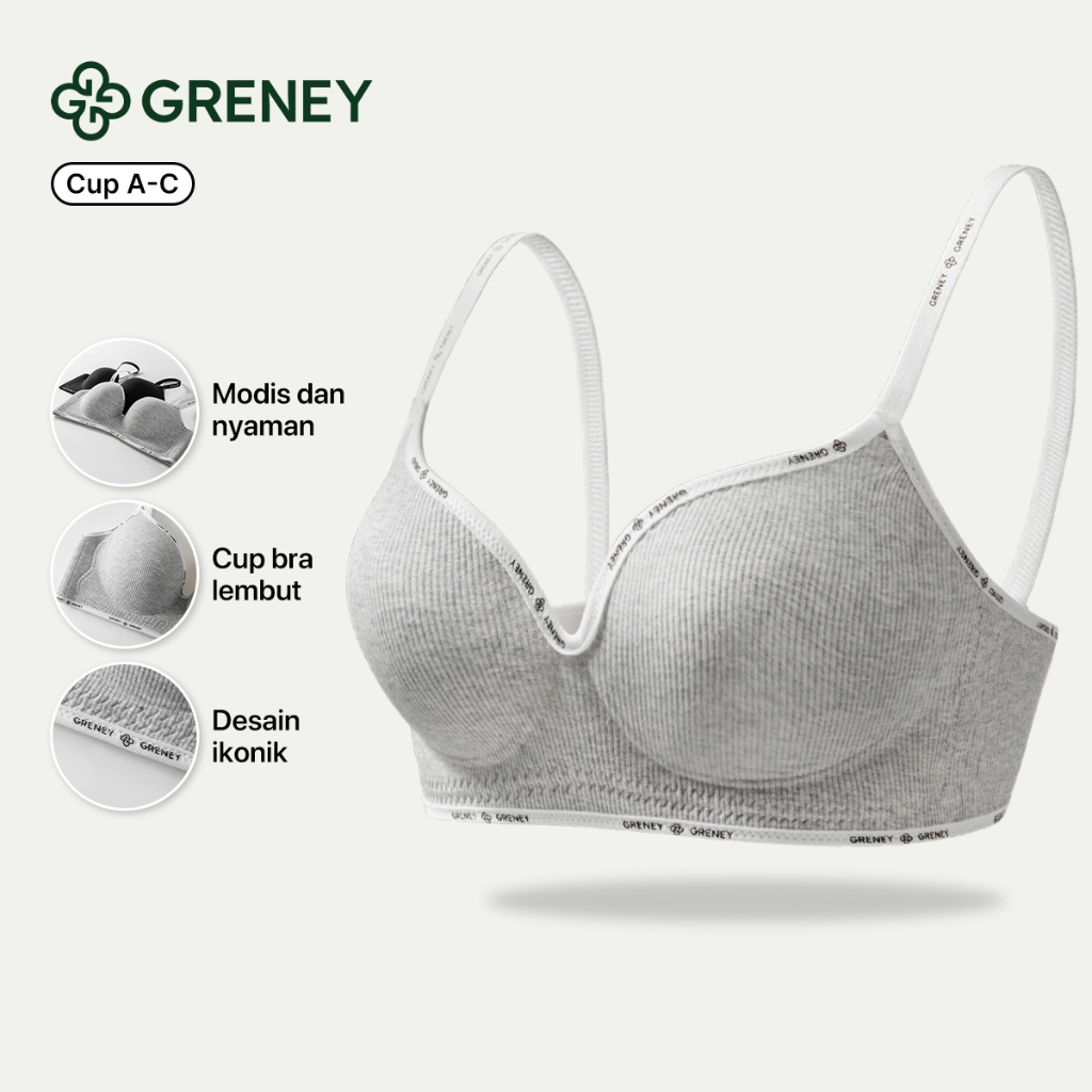 Jual Greney - Bra Push Up Tali Huruf Material beludru halus Tekstur garis-garis elegan Desain W ...