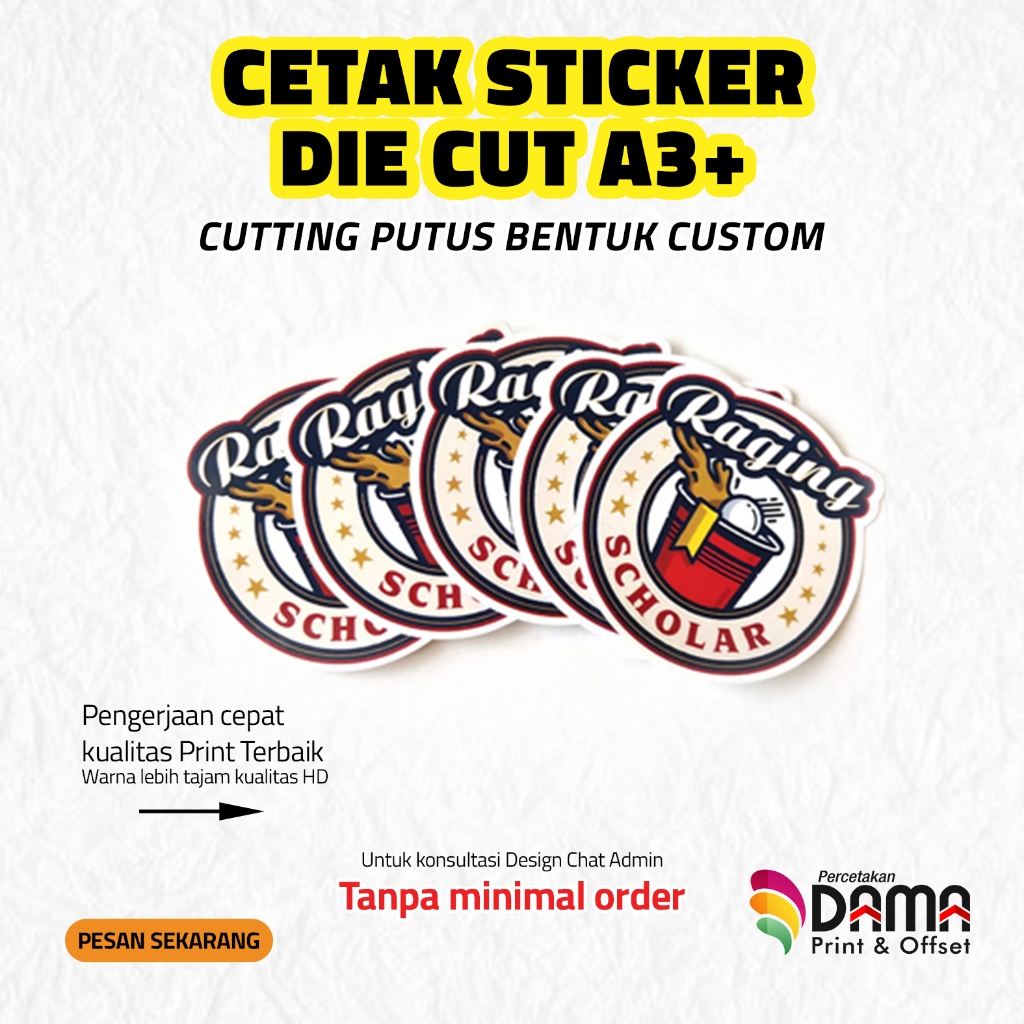 Jual CETAK STIKER CUTTING A3 / CUTTING PUTUS / DIE CUT / STIKER ...