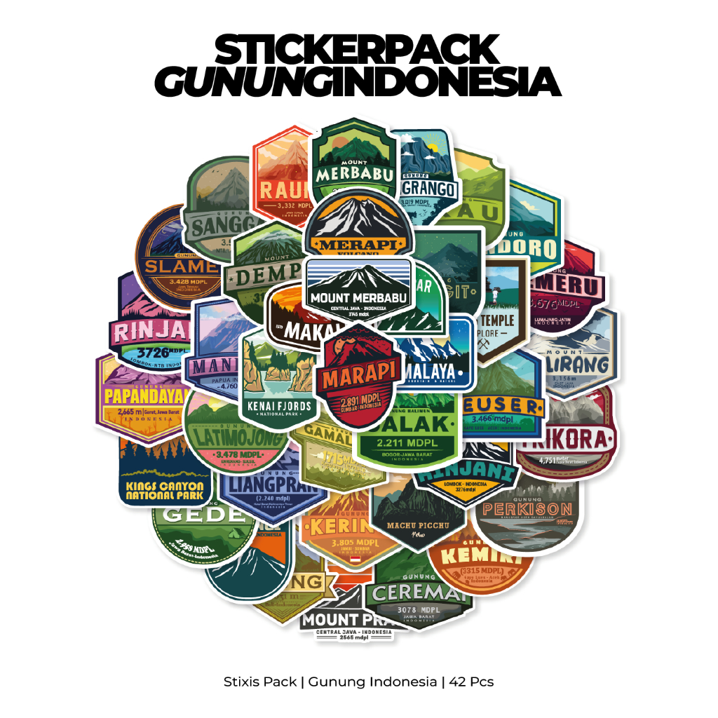 Jual [READY] STIKER PACK | GUNUNG INDONESIA | 42 PCS | KISSCUT ...