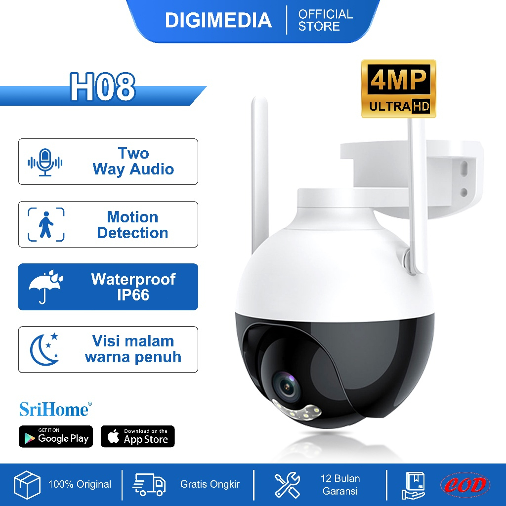 Jual COD DigiMedia H08 CCTV outdoor Luar Ruangan 8MP Super Jernih WIFI ...