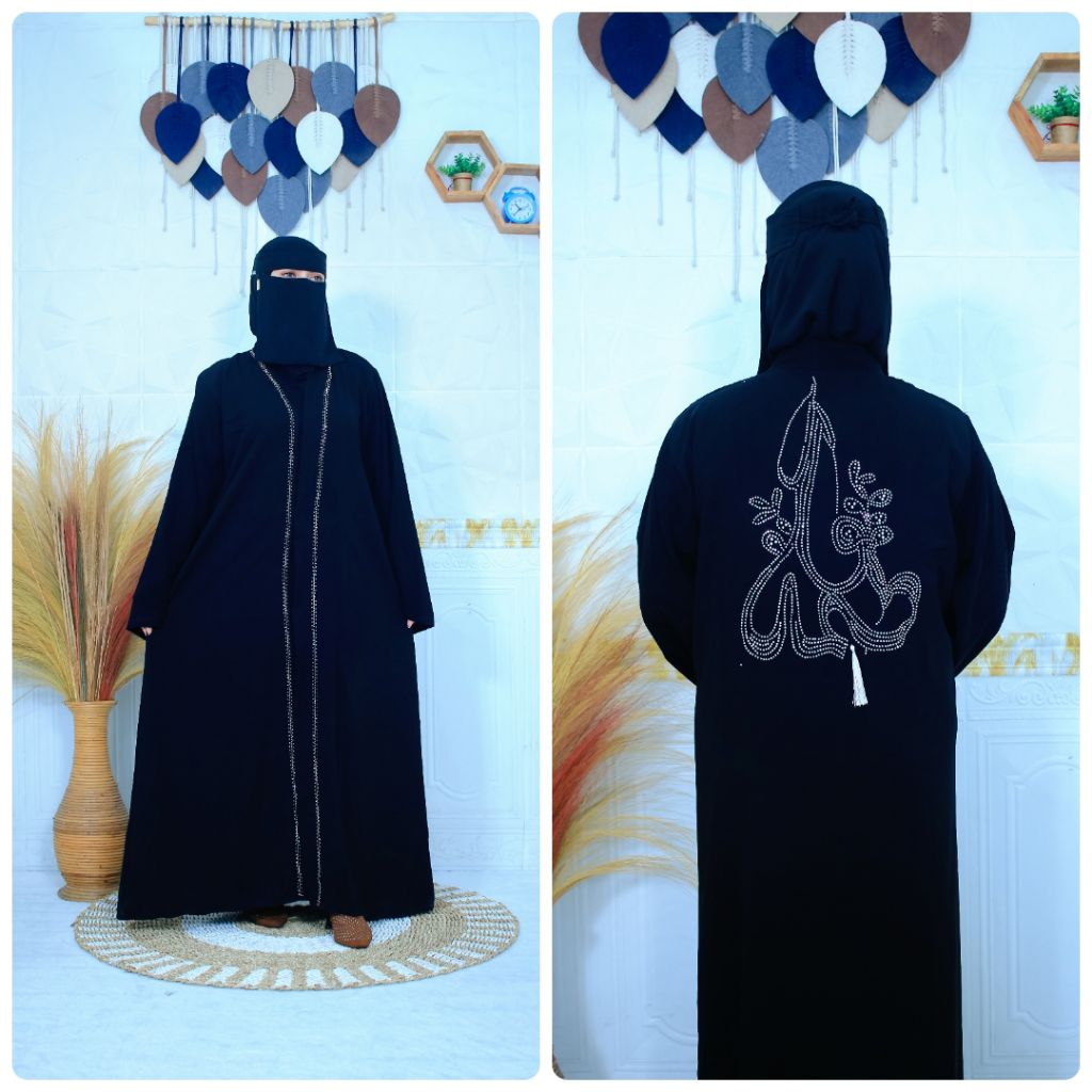 Jual Abaya Gamis Hitam Umroh Arab Saudi Kaligrafi Mata Hitam Dubai ...