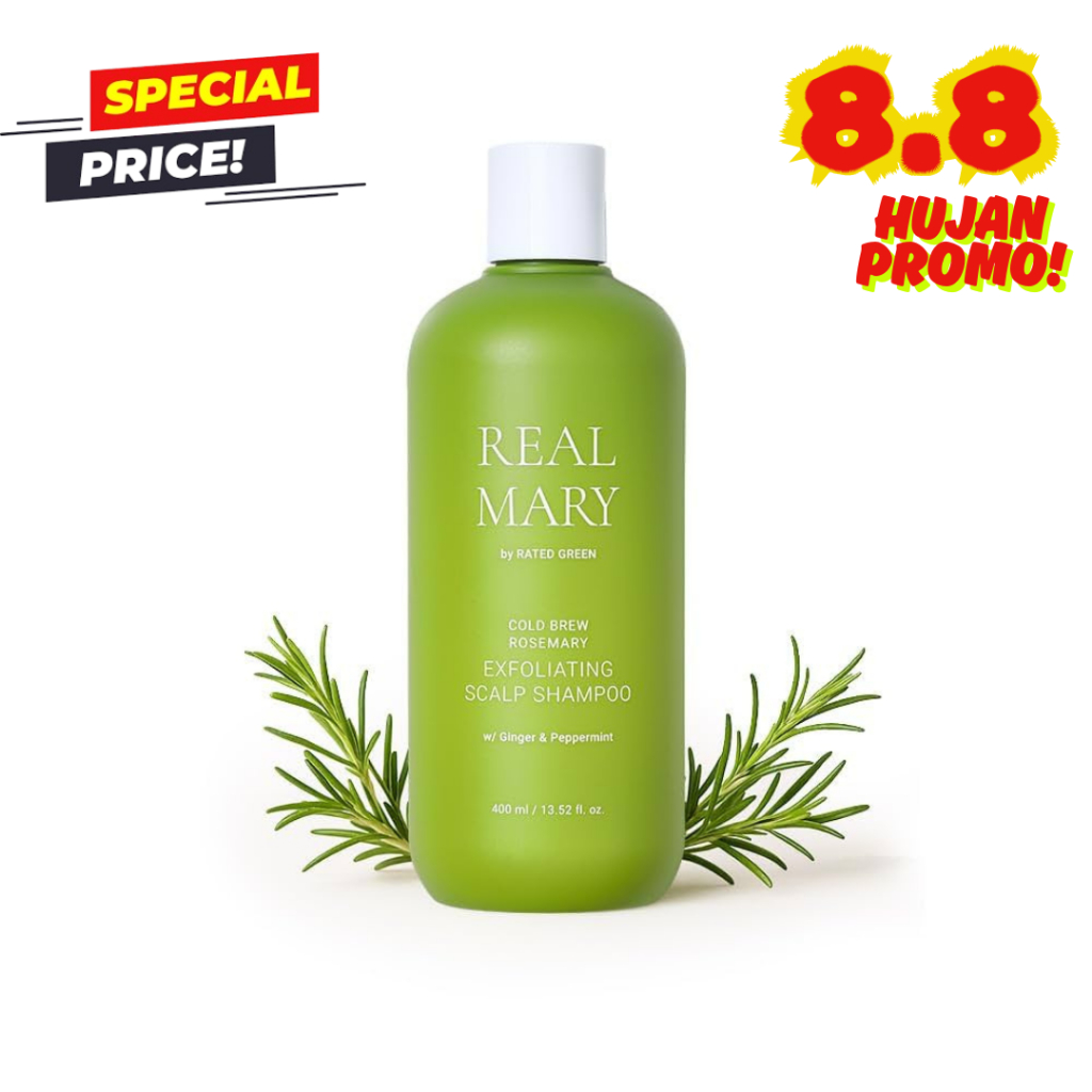 Jual Rated Green Real Mary Exfoliating Scalp Shampoo - size: 400 ml ...