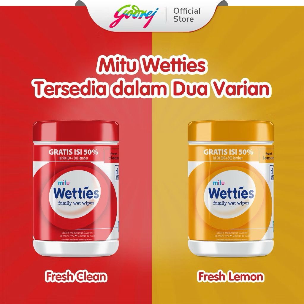 Jual Mitu Wetties Antiseptic Family Wet Wipes Fresh Clean / Lemon Bottle 90'S - Tissue Tisue ...