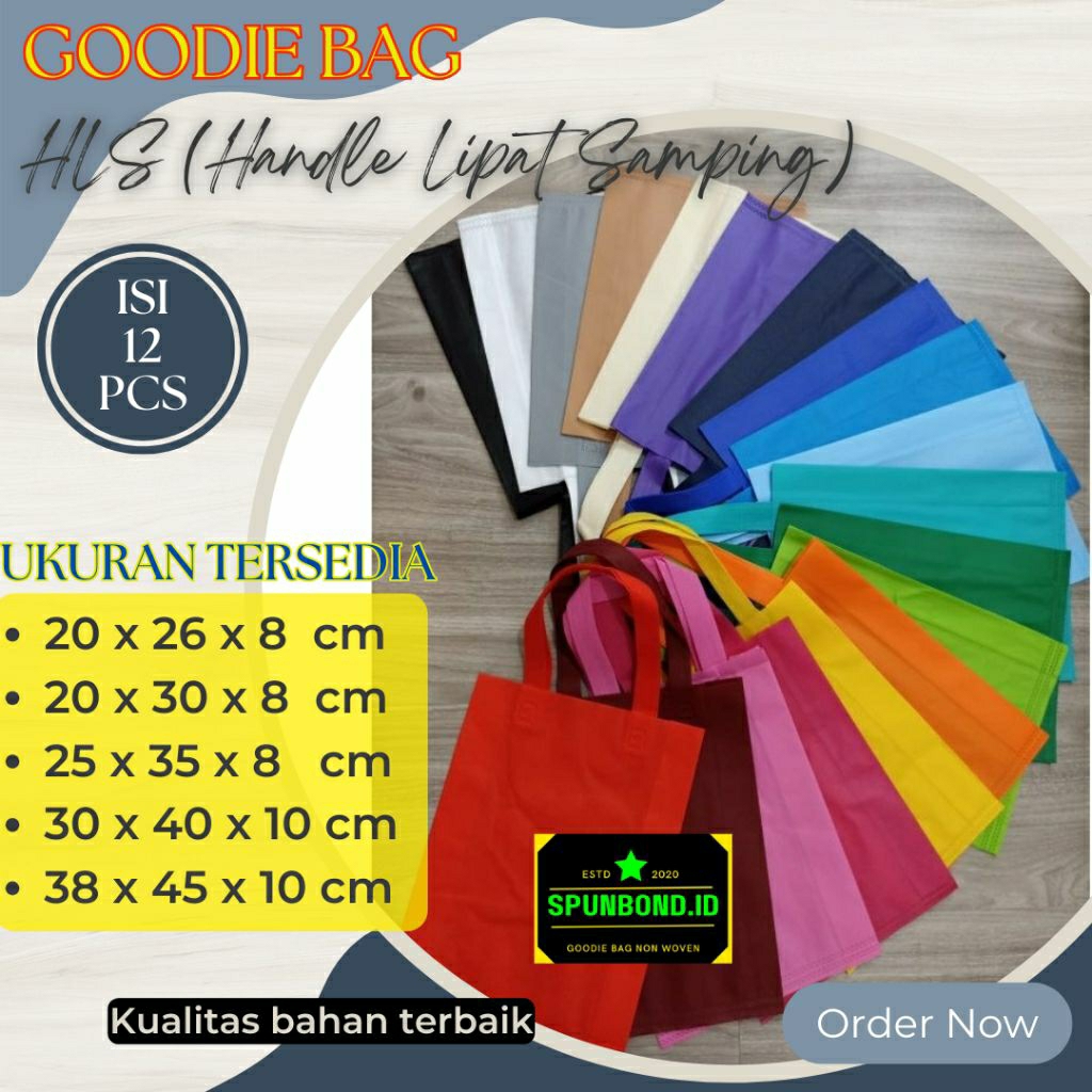 Jual ( 12 pcs ) Tas Spunbond Goodie Bag,tas hampers,tas souvenir,tas belanja ukuran besar ...