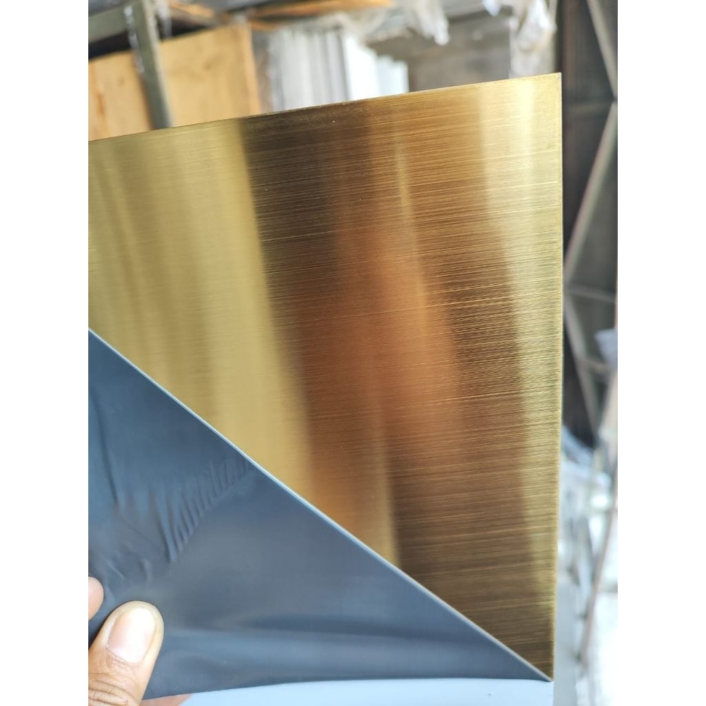 Jual plat stainless 201 gold HL 0.8mm x 1220mm x 2440mm | Shopee Indonesia