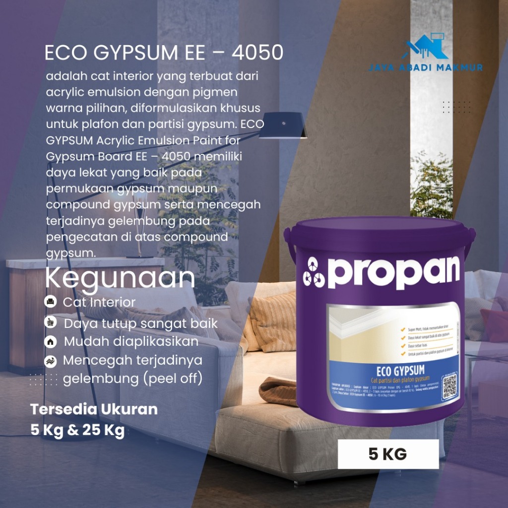 Jual Propan Eco Gypsum EE-4050 5 kg / Cat Plafon dan Partisi Gypsum Interior / Warna Custom ...