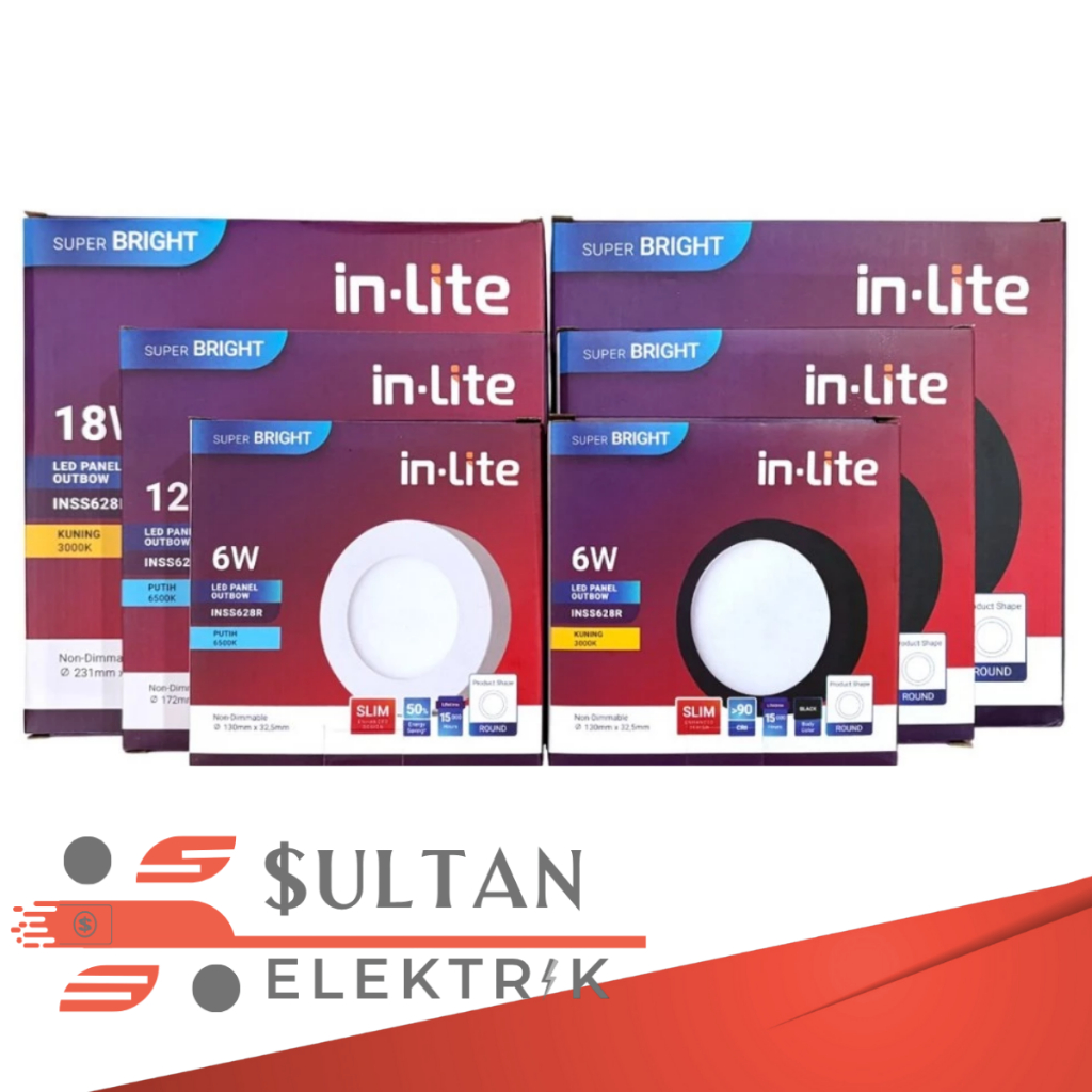Jual INLITE INSS628R PANEL OUTBOW OB BULAT HITAM PUTIH 6 WATT 12 WATT ...
