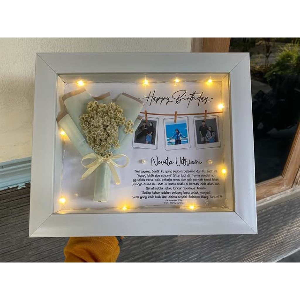 Jual kado bingkai 3D 30 x 25 cm/kado buket mini/kado custom/edelweis in ...