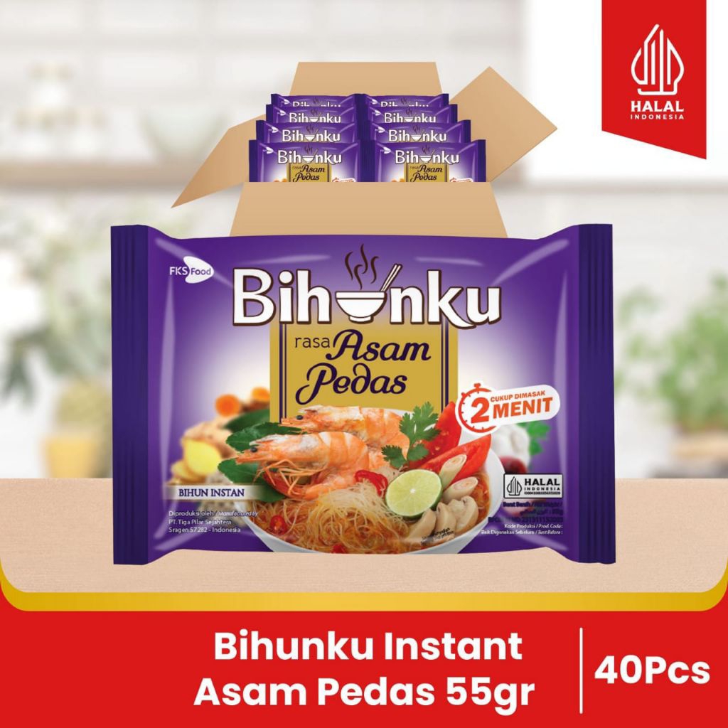 Jual Bihunku -Rasa Asam pedas-55gr-1 dus (40 pcs) | Shopee Indonesia