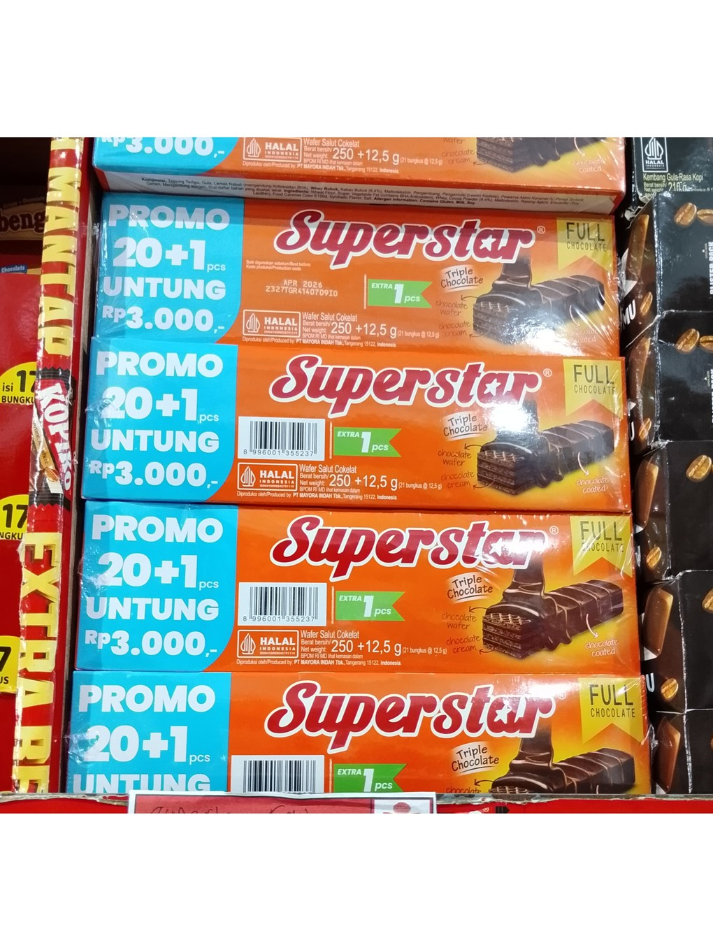 Jual Superstar Wafer Triple Chocolate 1 Box ISI 20pcs | Shopee Indonesia