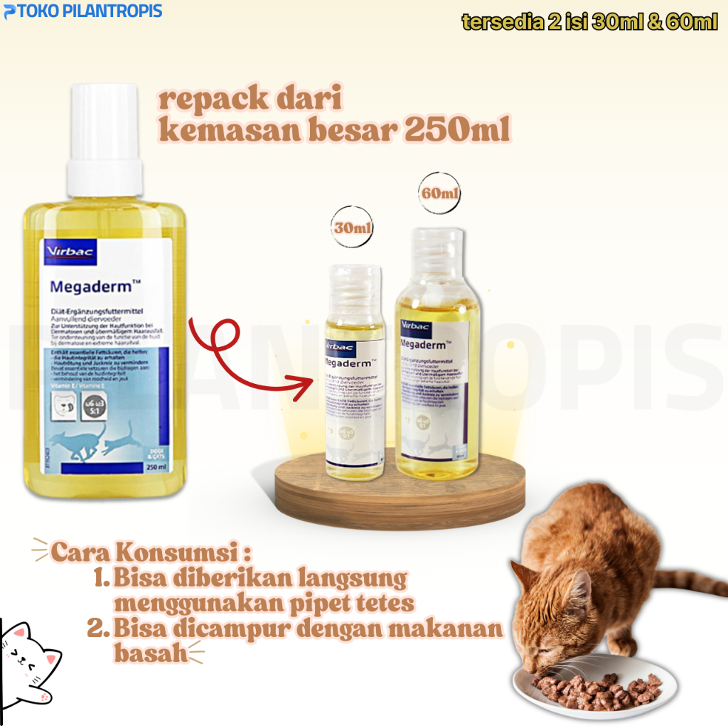 Jual VIRBAC MEGADERM REPACK 30ML 60ML SUPLEMEN VITAMIN BULU KULIT ...