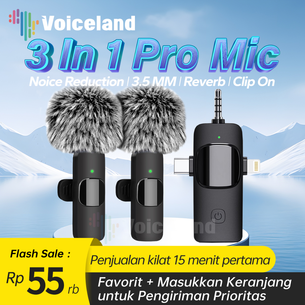 Jual 【3 In 1 Pro Mic】3.5mm Mikrofon Nirkabel Lavalier Mic Portabel ...