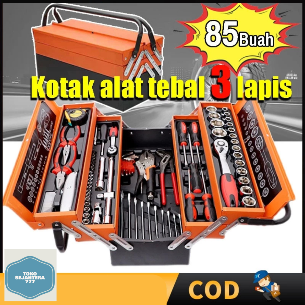 Jual Tool Kit 85 Pcs Kunci Sok Set Pekerjaan Mobil Tool Box Set Set ...