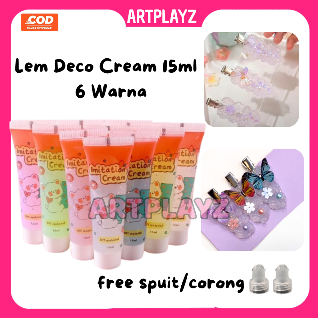 Jual Deco Cream Glitter Transparan FREE Spuit UKURAN MINI 15ML, Lem DIY ...