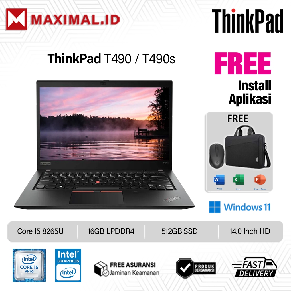 Jual Laptop Murah Lenovo Thinkpad T490 / T490S Intel Core i5 16GB RAM ...