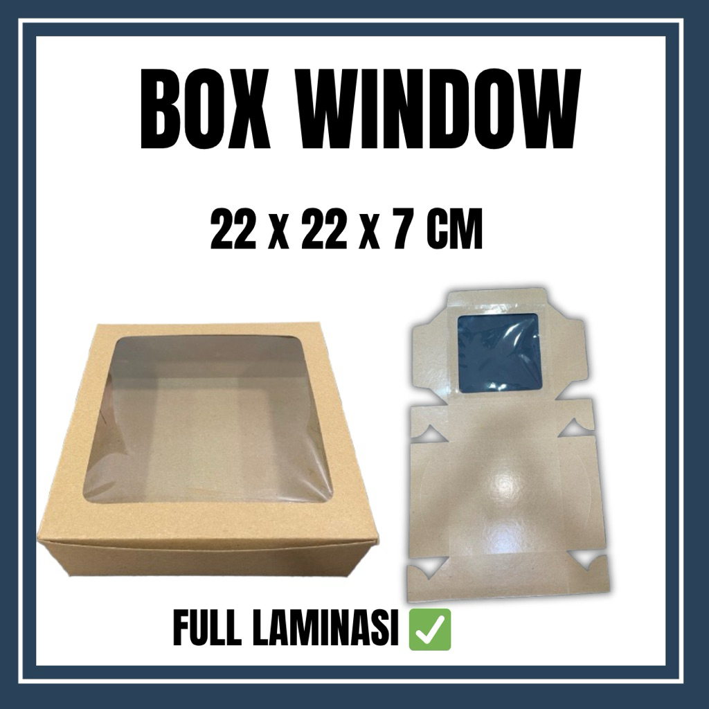 Jual BOX WINDOW 22 X 22 X 7 CM FULL LAMINASI / KOTAK BOLU - DUS BOLU ...