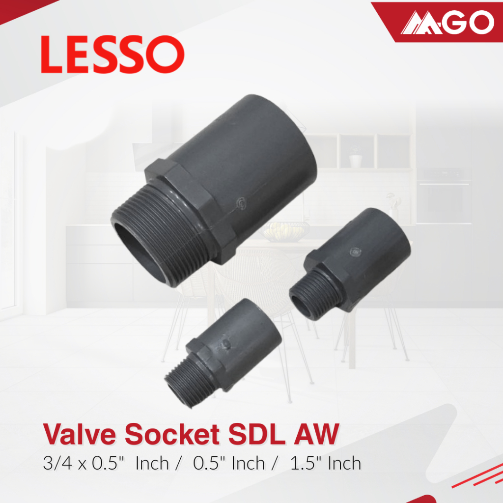 Jual PVC Valve Socket (SDL) AW LESSO (1.5", 0.75x0.5", 0.5" Inch) | Shopee Indonesia