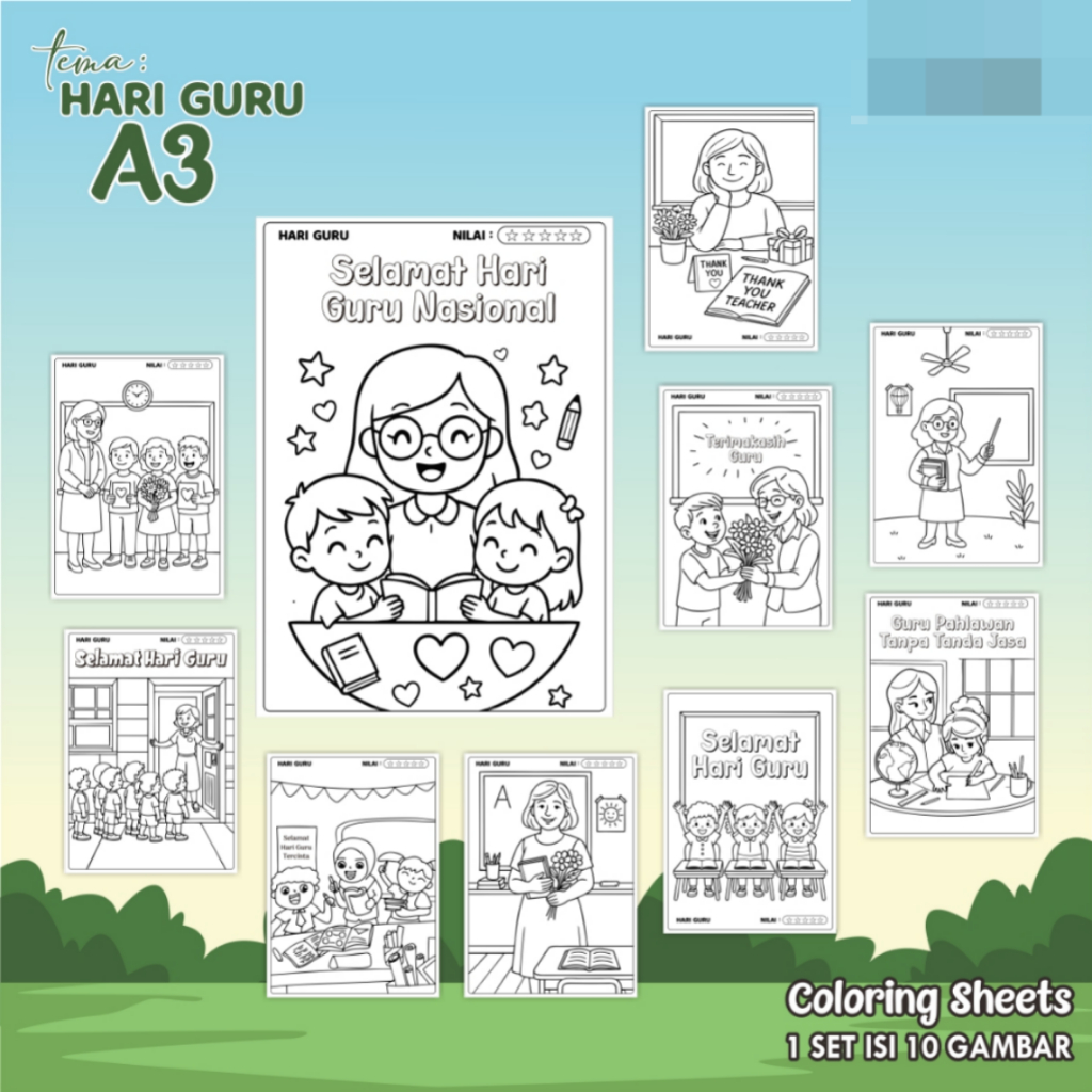 Jual KERTAS MEWARNAI TEMA HARI BESAR NASIONAL UKURAN A3 - COLORING ...
