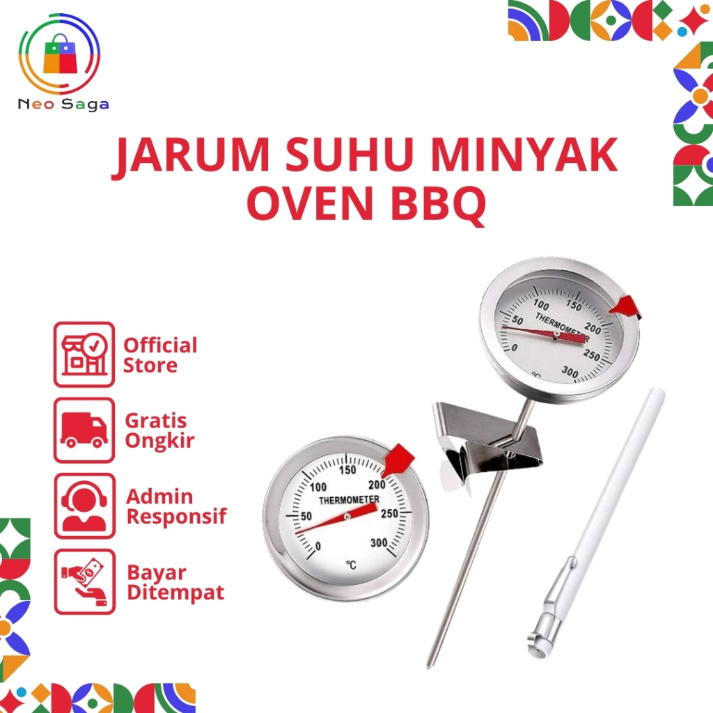 Jual Thermometer Stainless Jarum Suhu Minyak Oven BBQ Termometer ...
