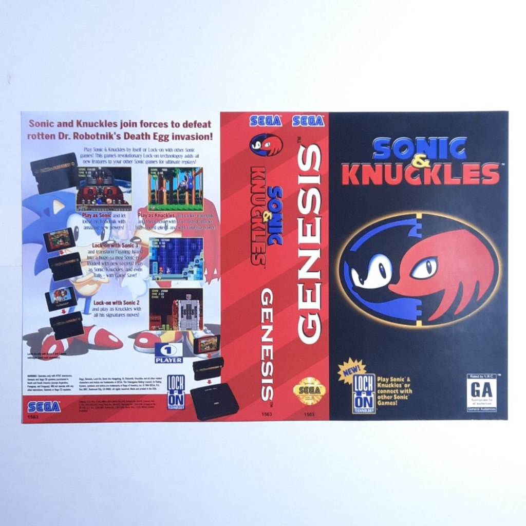Jual Kaset Sega Mega Drive 16 Bit Sonic And Knuckles Box Cover Art Sampul Game Retro Console ...