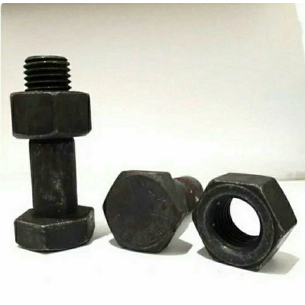 Jual Baut mur baja hitam a325 ukuran 5/8x3'' / 16mm x 7,5 cm+ring ...