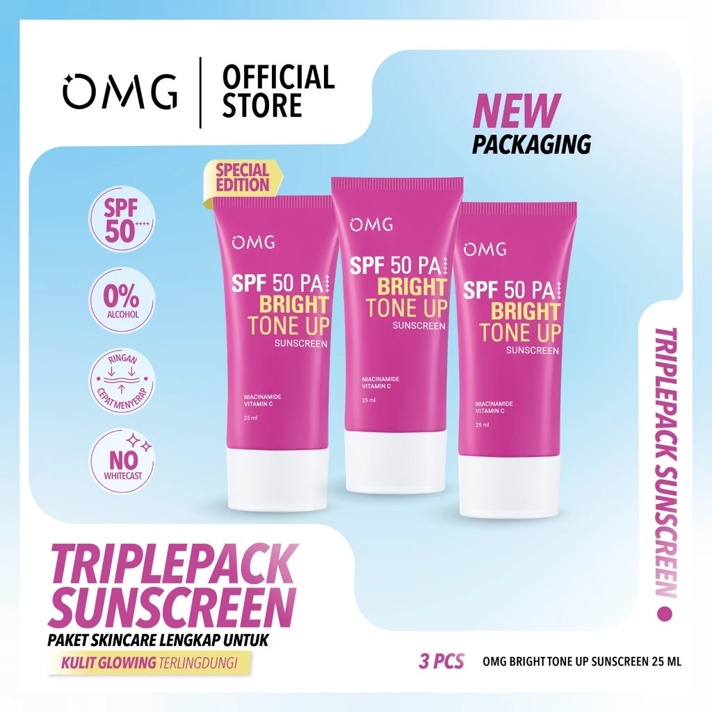 Jual Wawa - 3 Pcs OMG OH MY GLOW UV Barrier Sunscreen SPF 50 PA++++ 25 ...