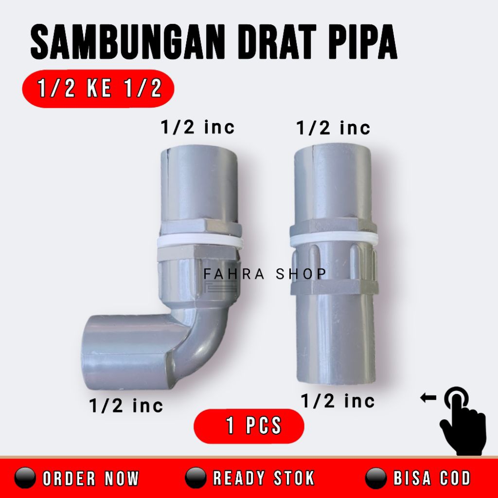 Jual SAMBUNGAN drat ELBOW dan LURUS pipa ½ inc ke pipa 1/2 INC output ...