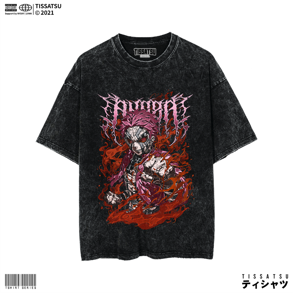 Jual TISSATSU Kaos Demon Slayer Hard Akaza Oversize Washed / T-Shirt ...