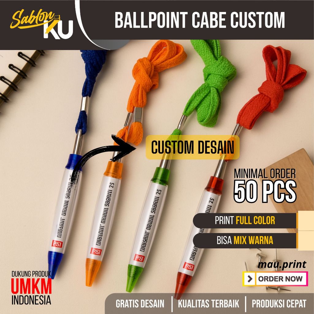Jual Pulpen ballpoint pen pena bolpen cabe model tali custom desain ...