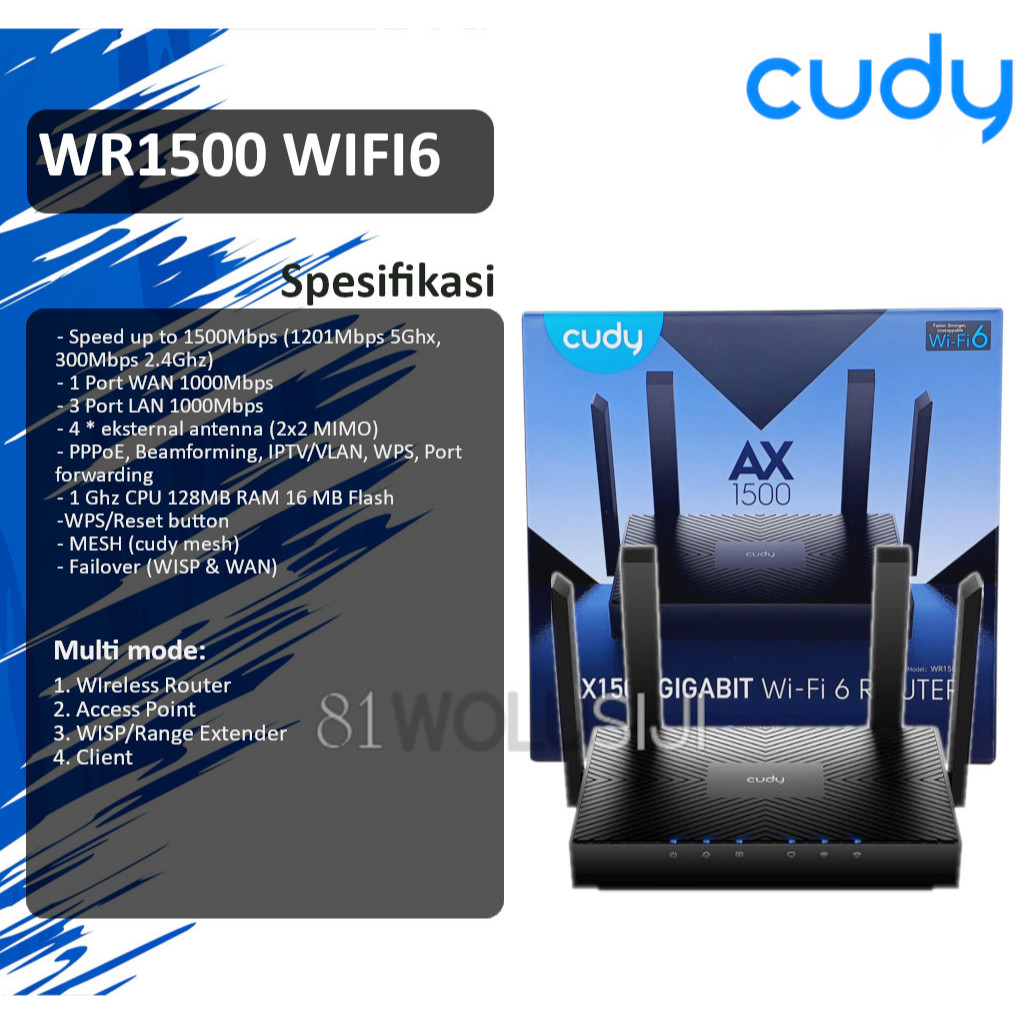 Jual Cudy WR1500 Wireless AX1500 dual band 5Ghz/2.4Ghz Indoor Router ...