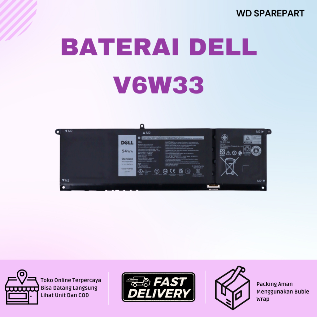 Jual Battery Baterai D*ll Inspiron 15-5510, 5415, 5515 V6W33/MVK11 ...