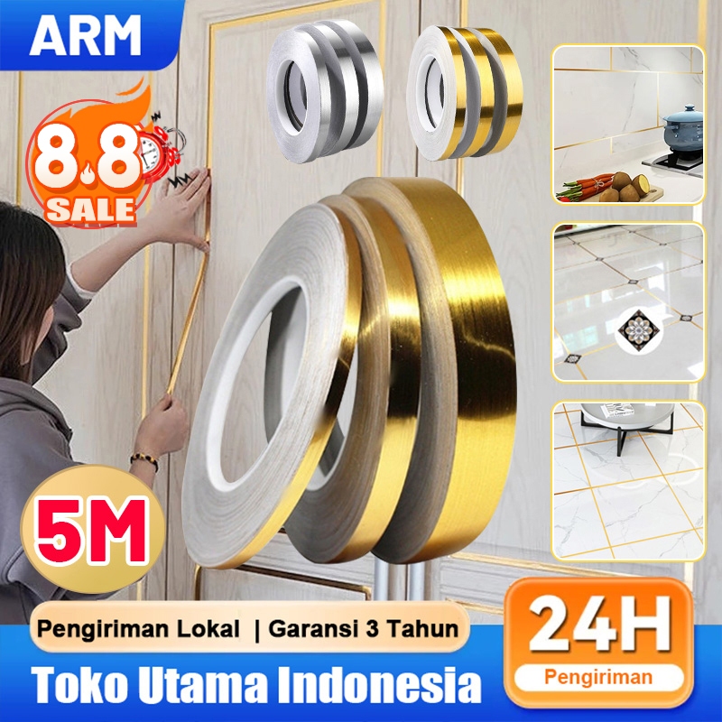 Jual 50M List Plat Strip Mirror Gold/Plat Strip Gold Mirror Sticker ...