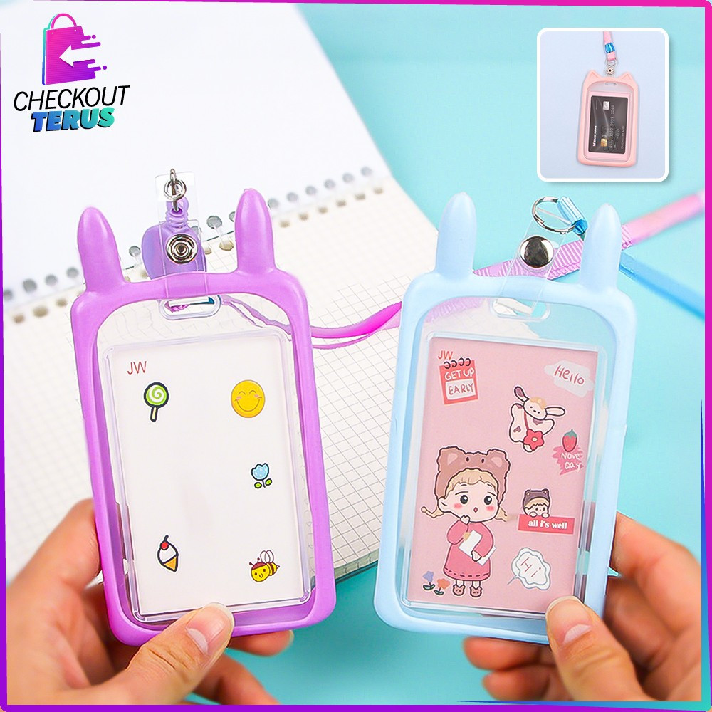 Jual EC CT C324 Name Tag ID Card Holder Motif Kucing Gantungan Tali ...