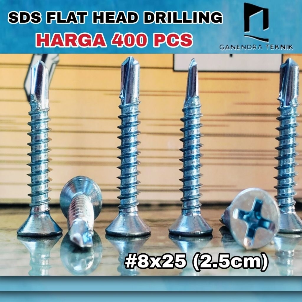 Jual 400 Pcs Skrup Sekrup Sds Drilling Roofing Baja Ringan 8x25 (2.5cm ...
