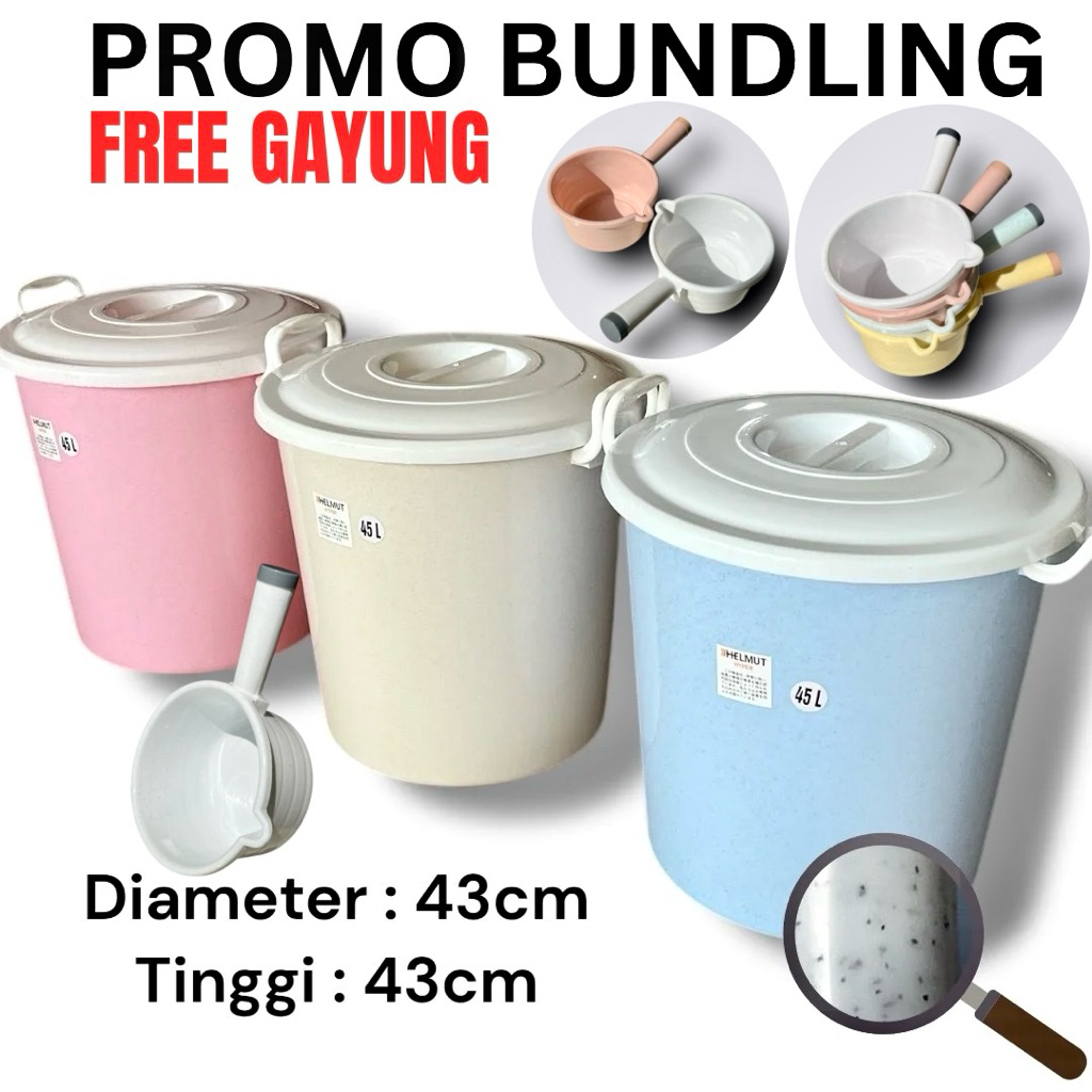 Jual [PROMO BUNDLING FREE] Gayung mandi + Ember Tutup Hyper Ceramic 45 ...
