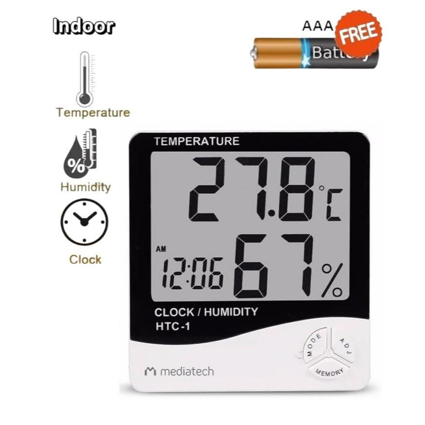 Jual Mediatech Temperature & Humidity Meter Clock & Calender HTC-1 ...