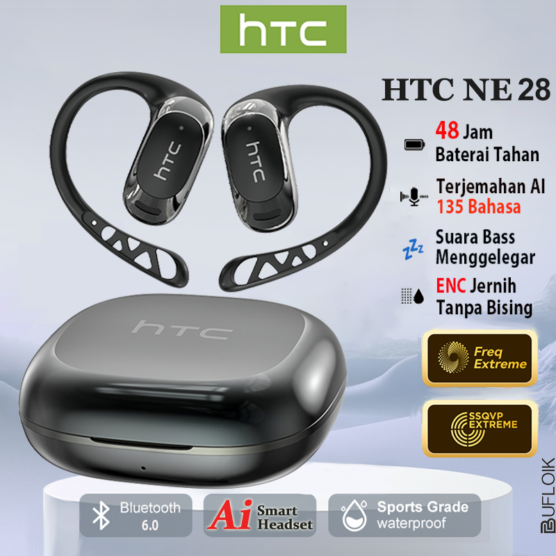 Jual HTC NE28 OWS Headset AI Terjemahan 134 Bahasa Bluetooth V6.0 HIFI Stereo ENC Noise ...