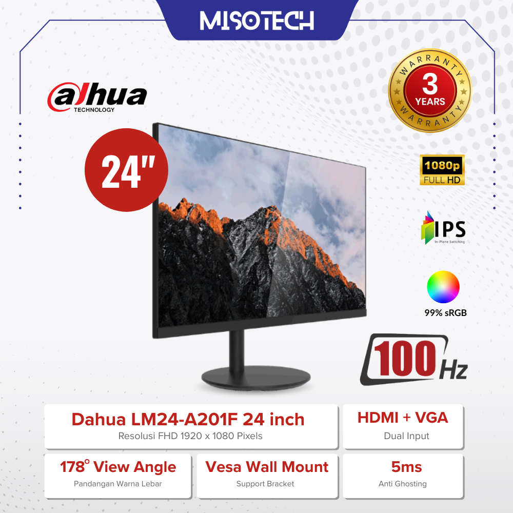 Jual Dahua DHI-LM24-A201F Monitor LED 24 Inch FHD 100Hz HDMI Panel IPS | Shopee Indonesia