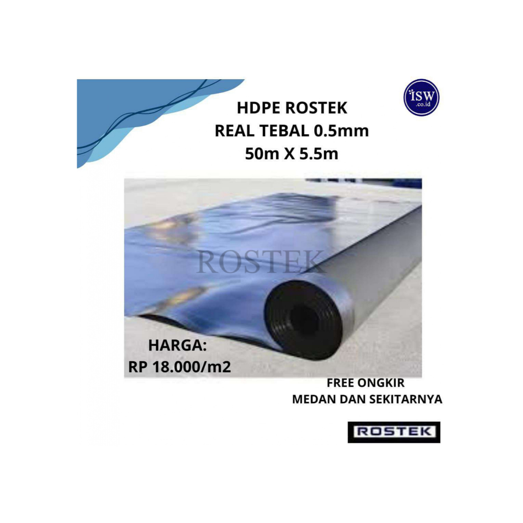 Jual FREE ONGKIR | Terpal HDPE Geomembrane 0.5mm merk Rostek 50MX5,5M ...