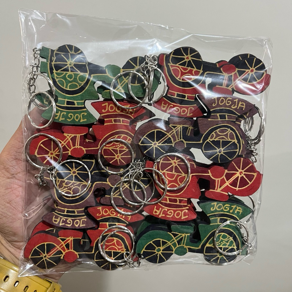 Jual Gantungan kunci becak kayu lukis 1 kodi (isi 20 pcs) souvenir oleh oleh khas malioboro ...