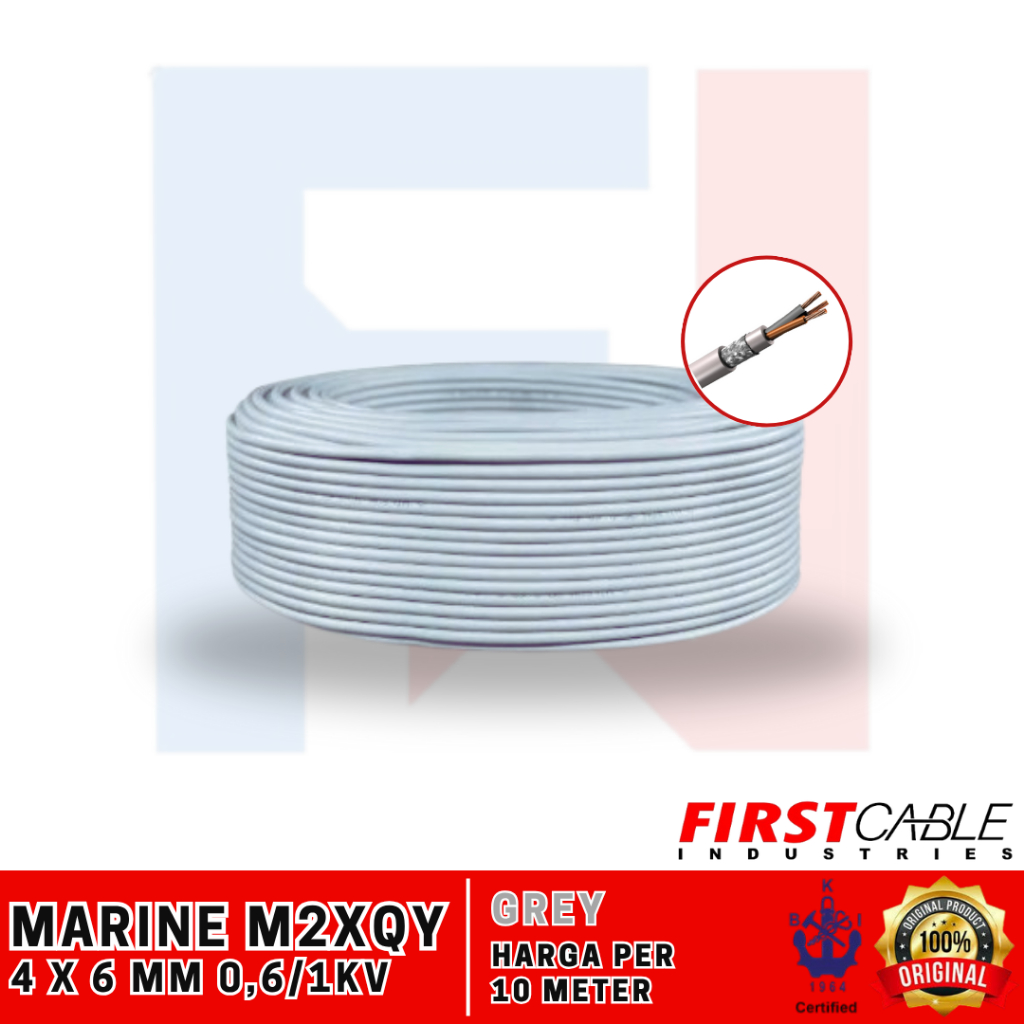Jual KABEL MARINE / MERIN M2XQY 4 x 6 mm 0,6/1kV GREY FIRST CABLE - 10 ...