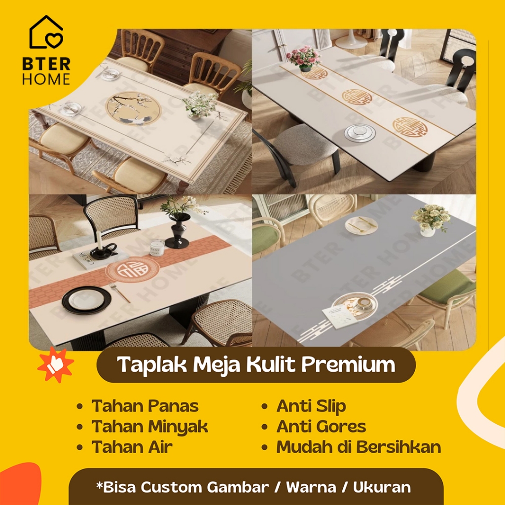 Jual Bter Home Taplak Meja Motif Oriental Simple Modern Kulit PVC Anti ...