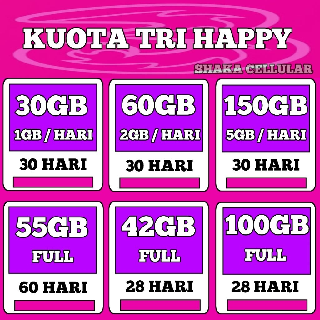 Jual Kuota Tri Happy Spesial 30hari Murah Kuota Tri Happy 28hari ...