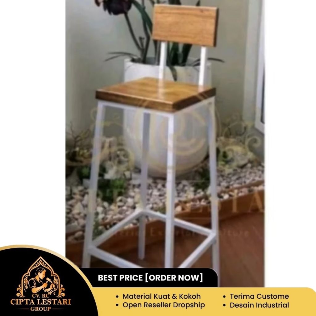 Jual Kursi Bar Senderan | Kursi Cafe | industrial | Shopee Indonesia