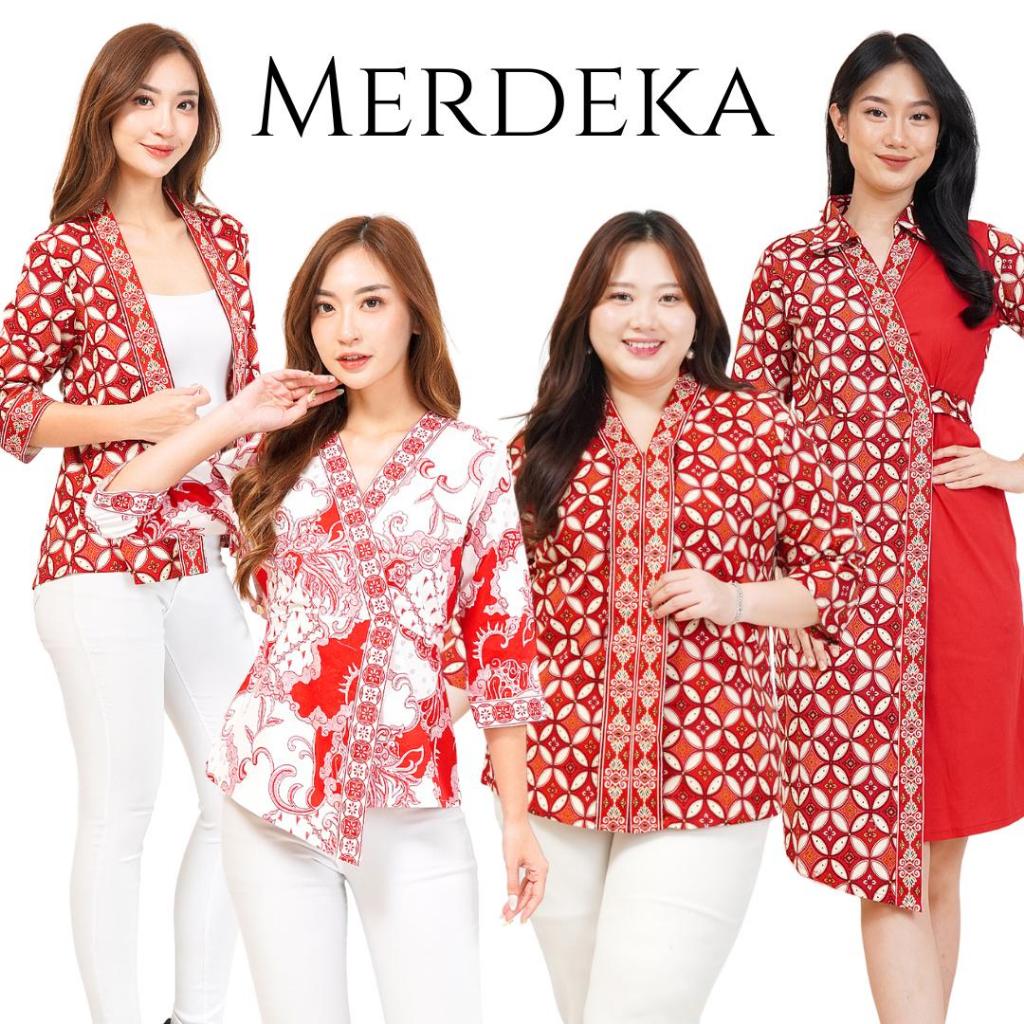 Jual [ MERDEKA ] LD95-130 Blouse Batik 17 Agustus Wanita Katun Stretch ...