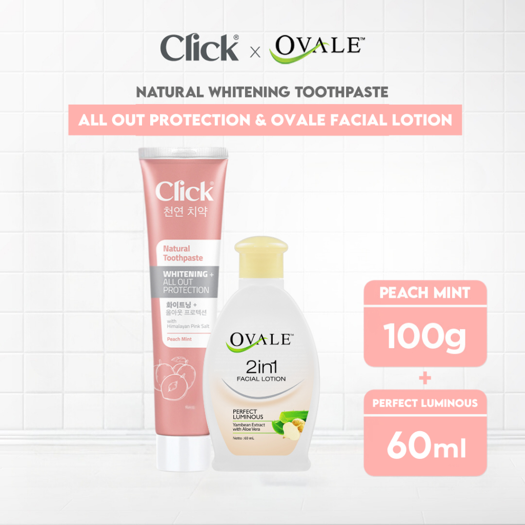 Jual Click Natural Toothpaste Whitening + All Out Protection & Ovale ...