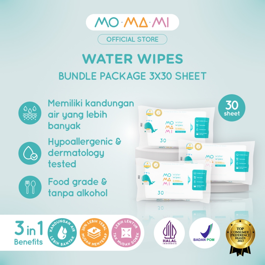 Jual Momami Wet Tissue Baby Bundle Water Wipes - Tisu Basah 99% Air ...